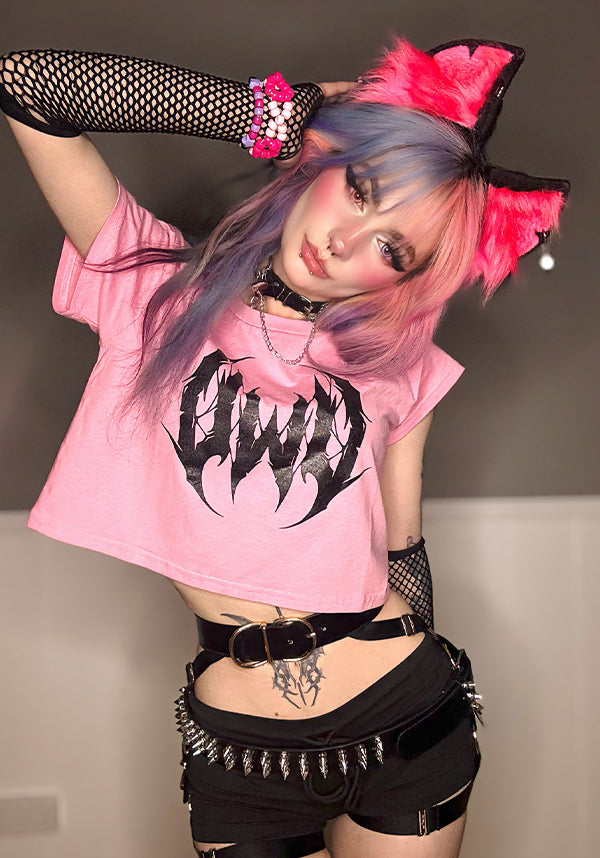 Pastel Pixie - Uwu Metal Pink Crop Tee - Online Australia