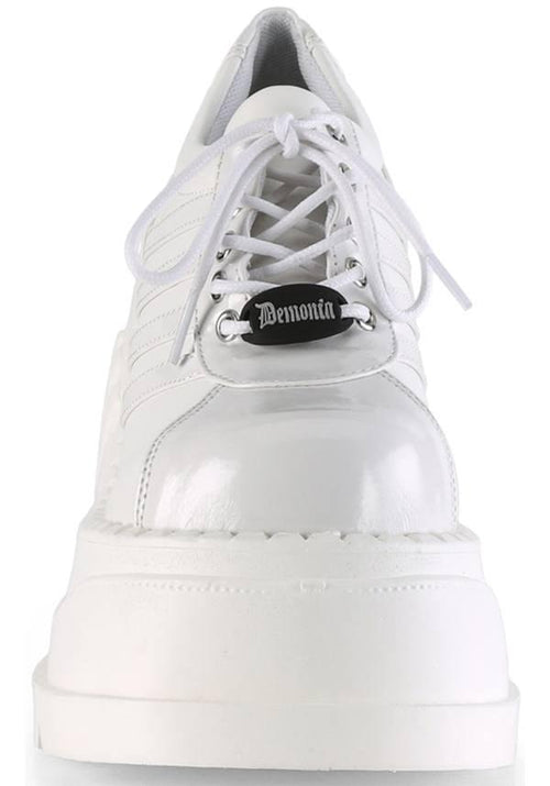 Demonia - STOMP-08 White Pat-Vegan Leather - Beserk Australia