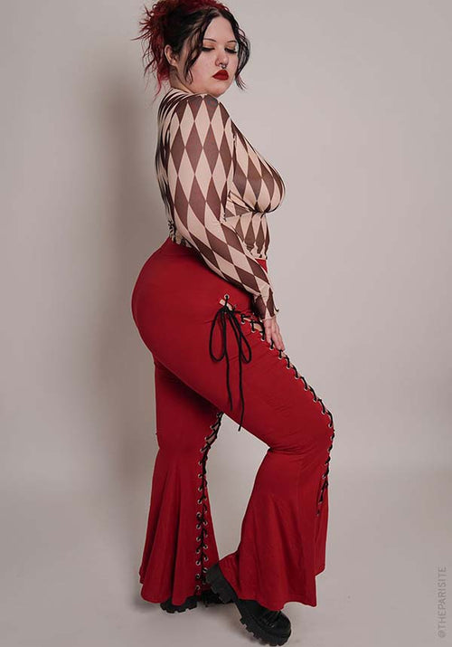 Forest Ink | Blood Red Alice Flare Pants* | BESERK Australia