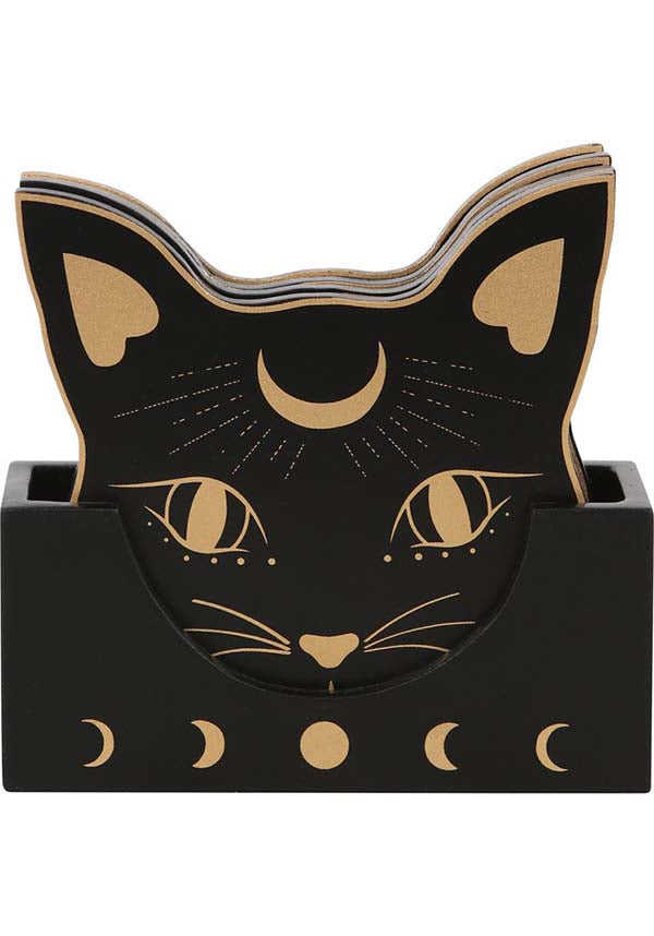 Gothic Gifts - Mystic Mog Cat Face Coaster Set - Buy Online Australia