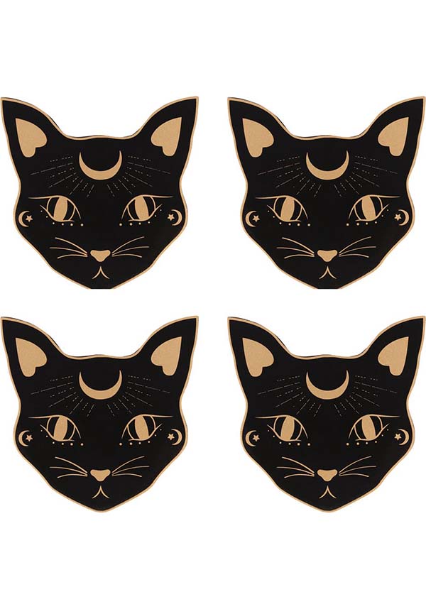 Gothic Gifts - Mystic Mog Cat Face Coaster Set - Buy Online Australia