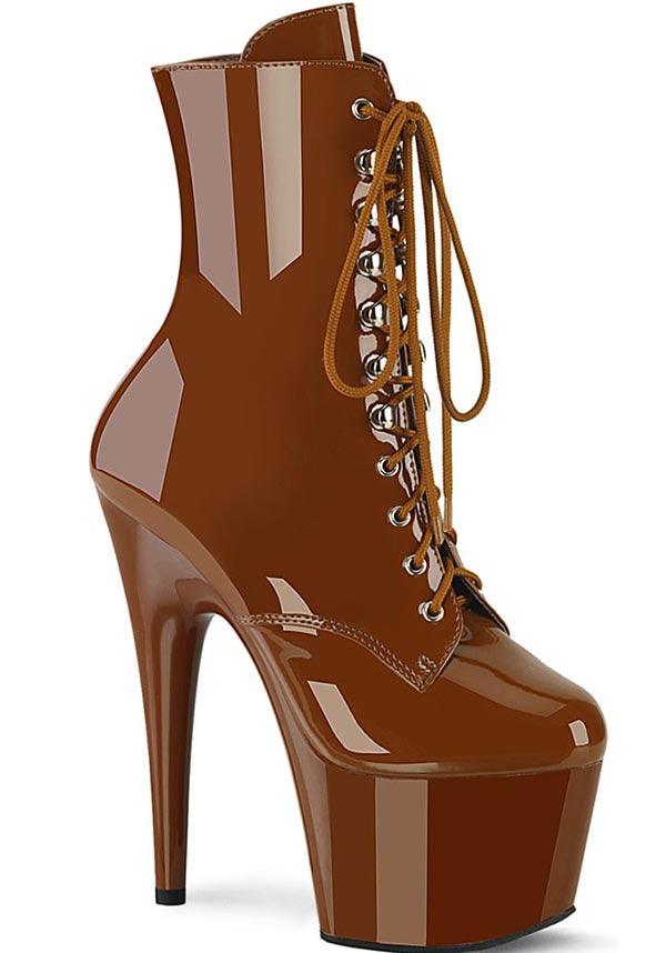 ADORE-1020 Caramel Patent/Caramel Platform Boots