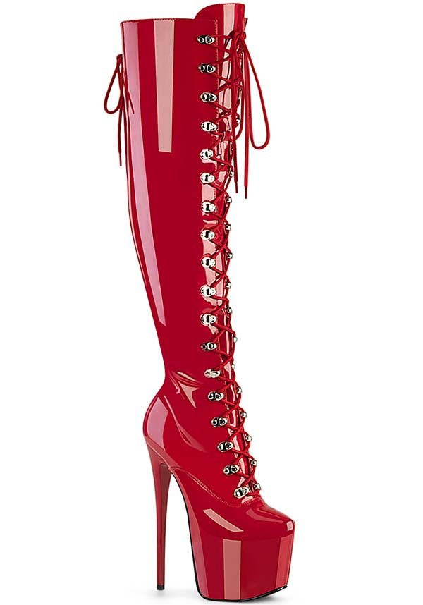 JUBILANT-3012 Red Patent Platform Boots
