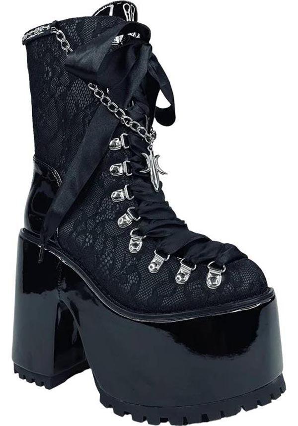YRU - Absinthe Misa Black Lace Platform Boots - Buy Online Australia
